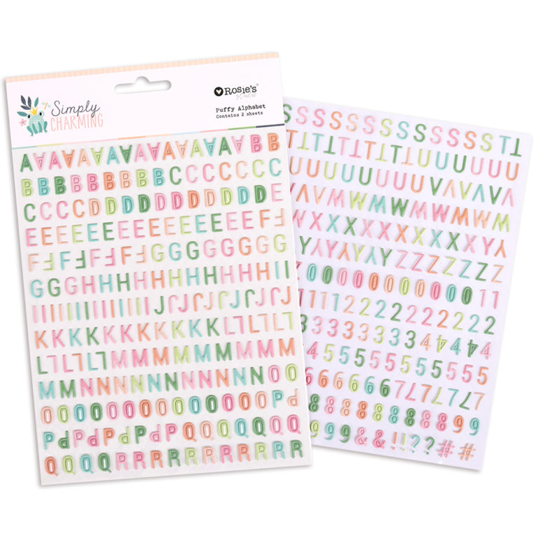 Simply Charming Puffy Alphabet /2 sheets - Rosie's Studio