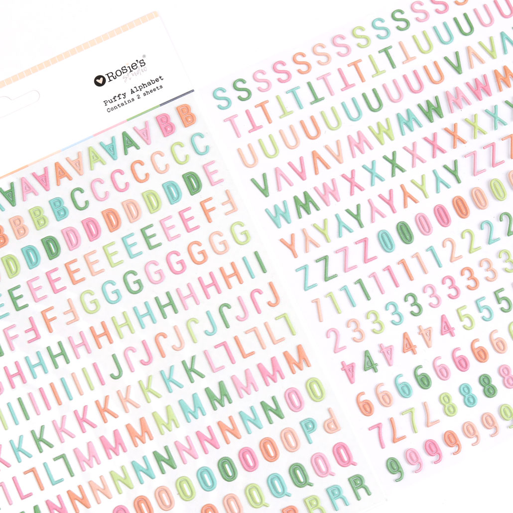 Simply Charming Puffy Alphabet /2 sheets - Rosie's Studio