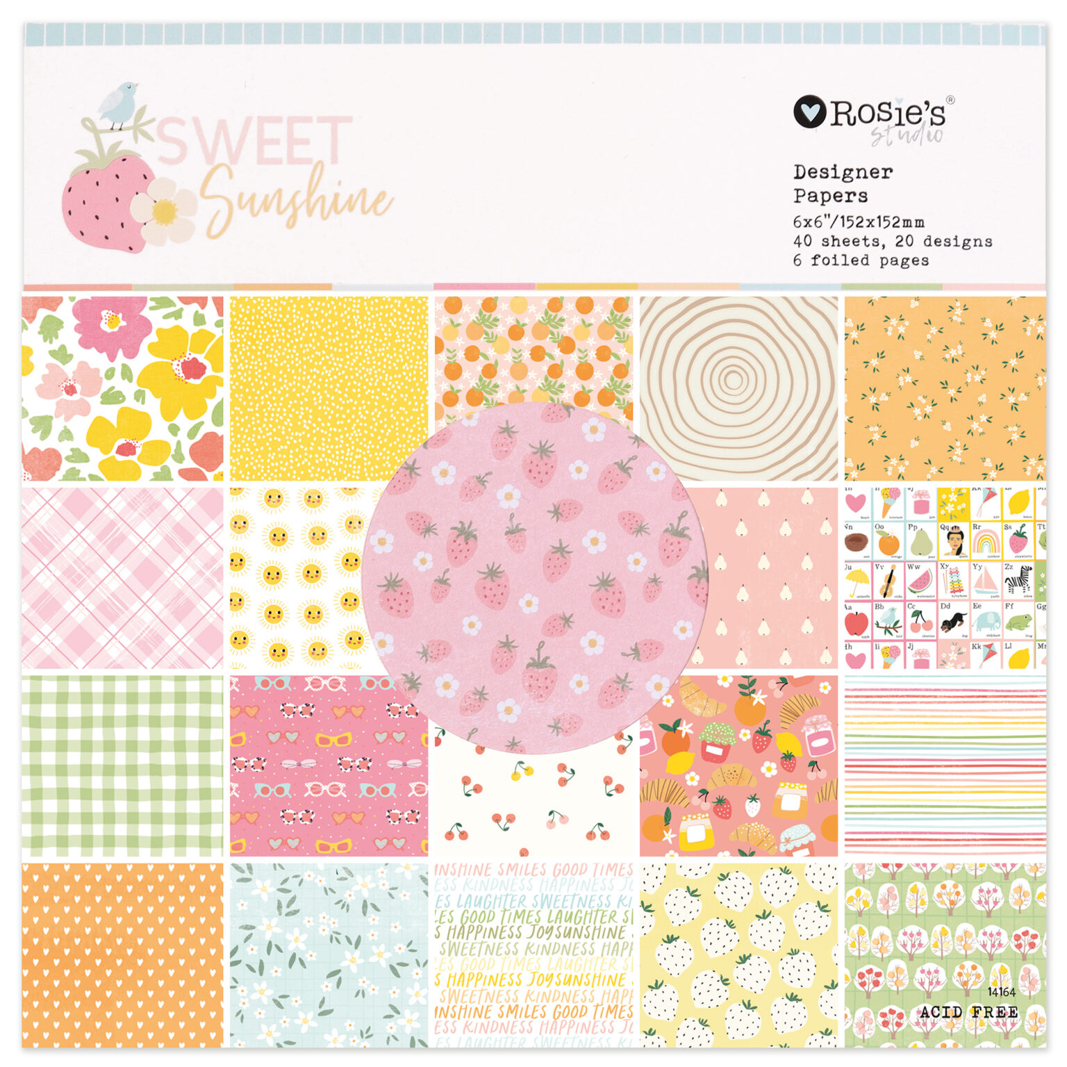 Sweet Sunshine 6x6" Designer Paper Pad 40 sheet - Rosie's Studio