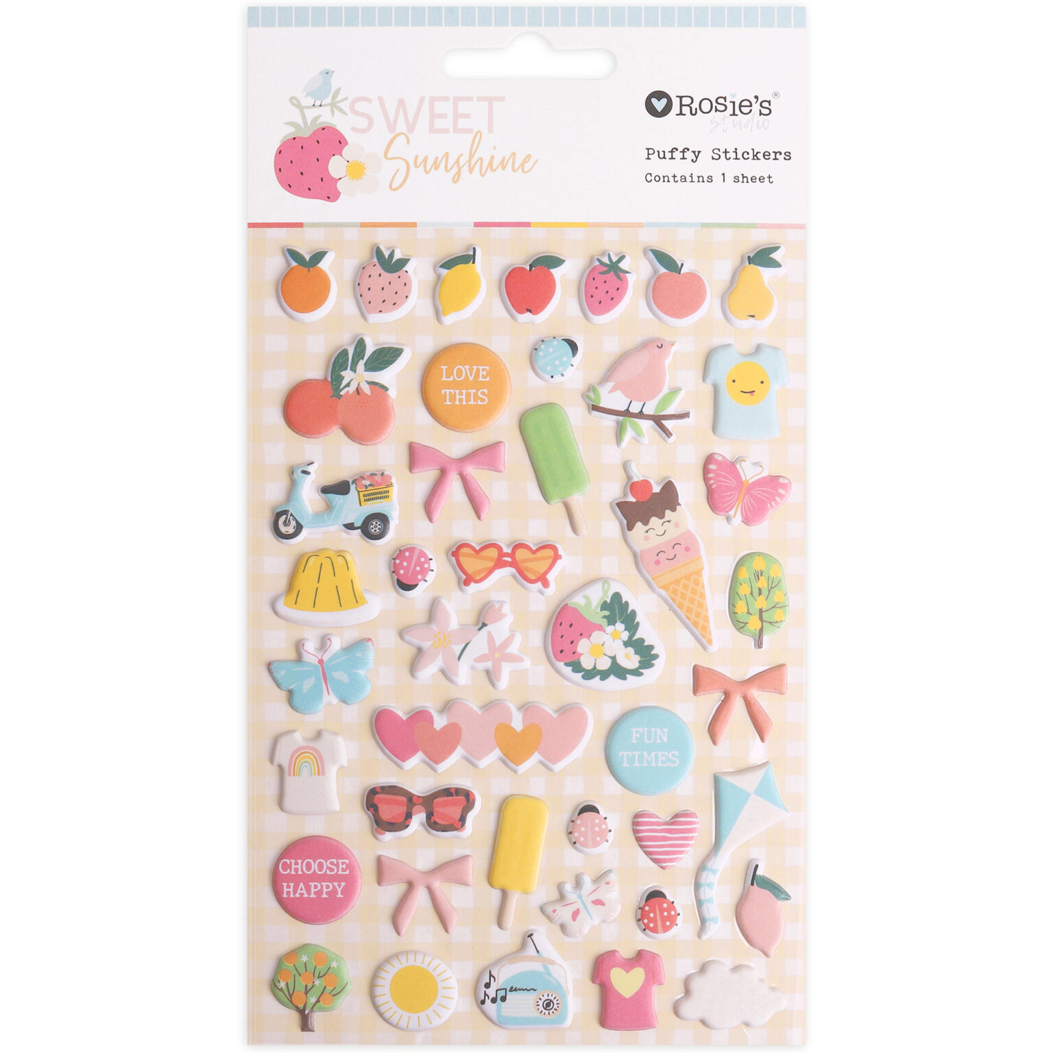 Sweet Sunshine Puffy Motif Stickers - Rosie's Studio
