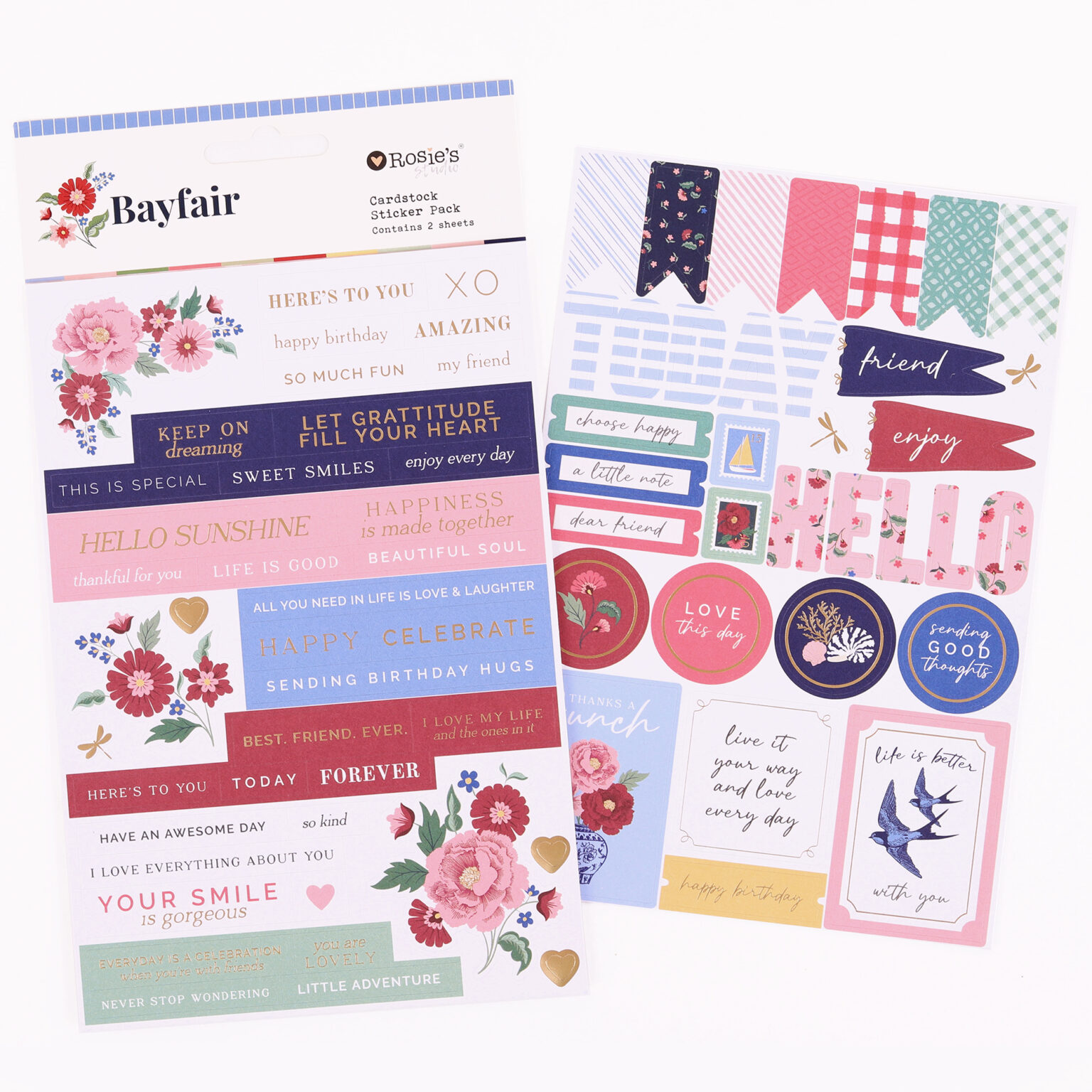 Bayfair Cardstock Sticker Pack 2 sheets - Rosie's Studio