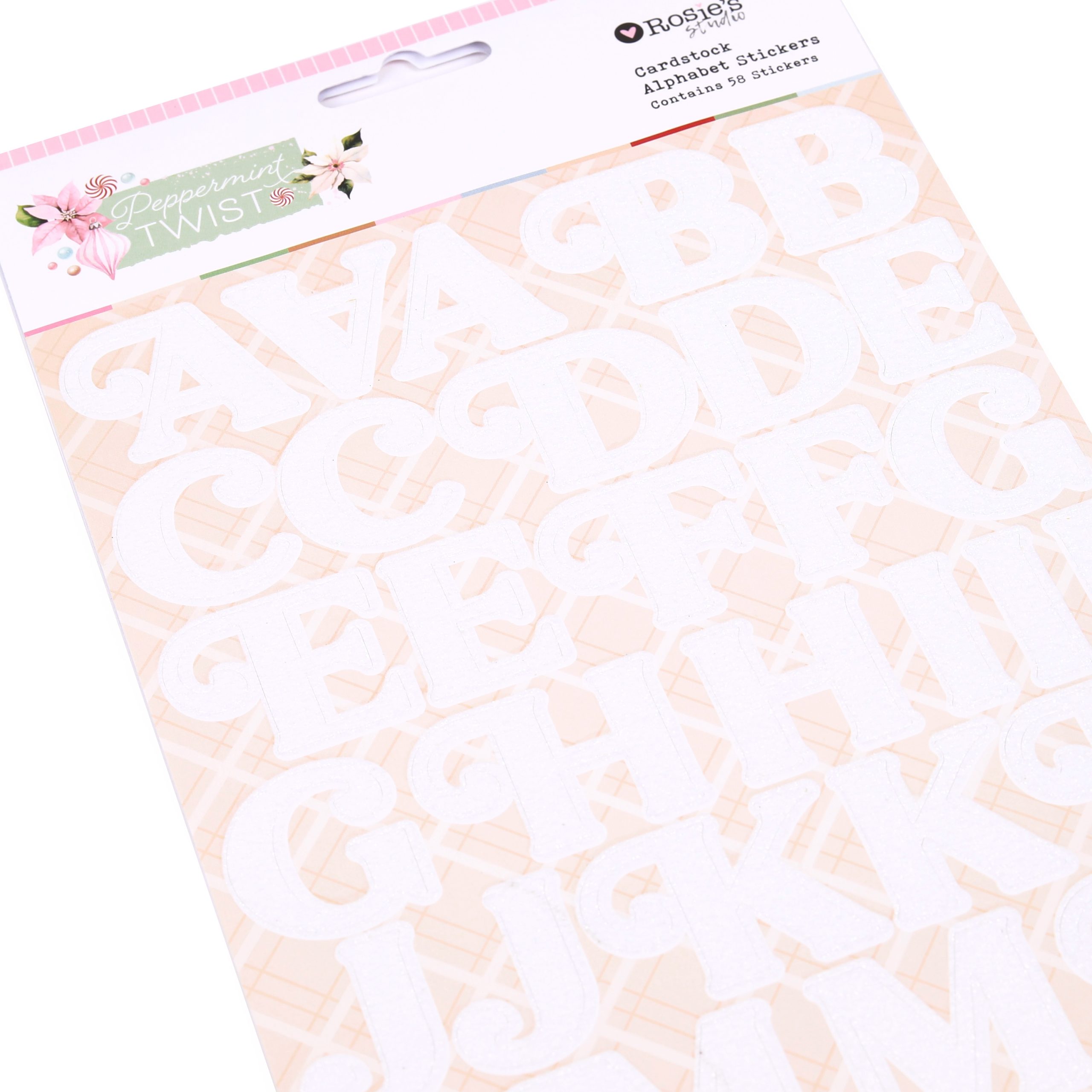 Peppermint Twist Cardstock Glitter Alphabet Stickers - Rosie's Studio